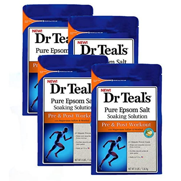 Dr Teal's Epsom Salt 4-pack (12 lbs Total) Pre & Post Workout with ...
