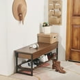 Rustic Shoe Storage Bench Walnut Stained Shoe Rack with Seat for ...