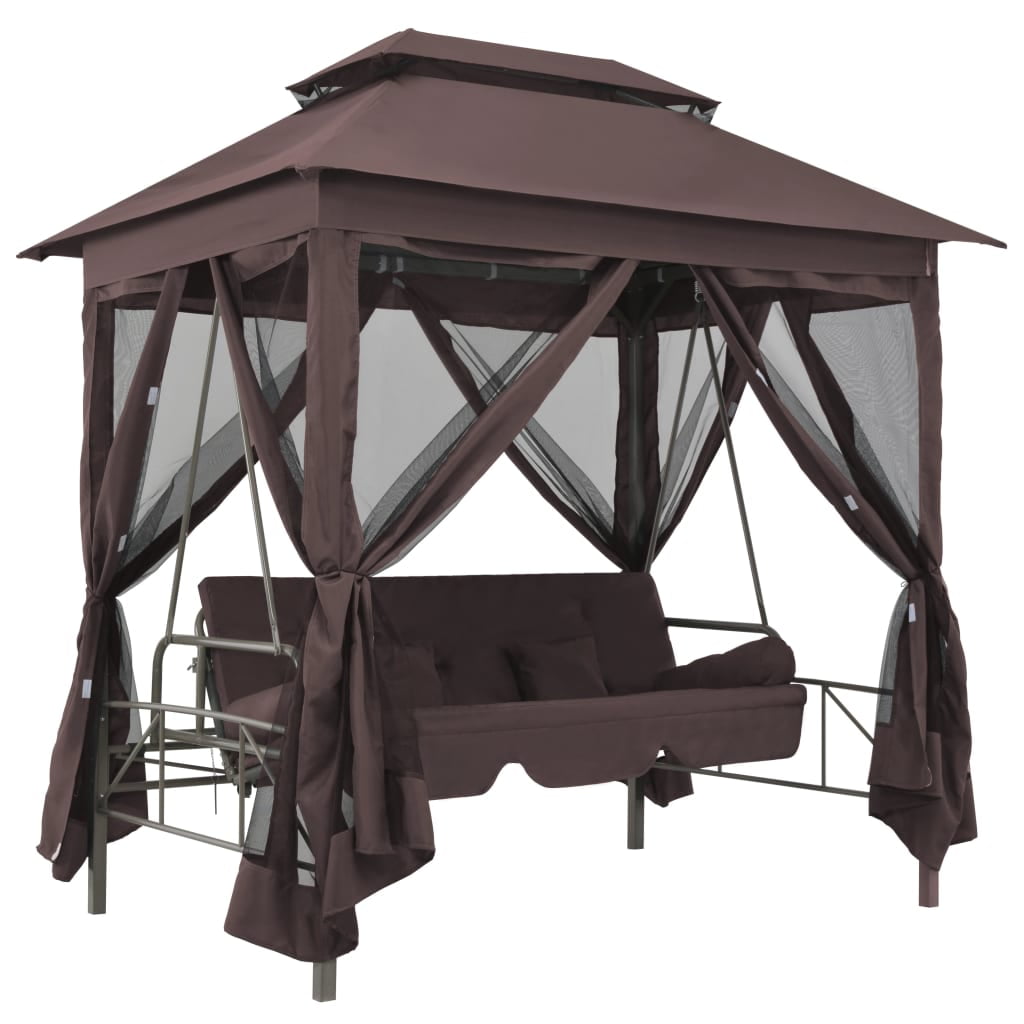 vidaXL Patio Swing Chair Outdoor Hanging Bench Seat with Gazebo Swing ...