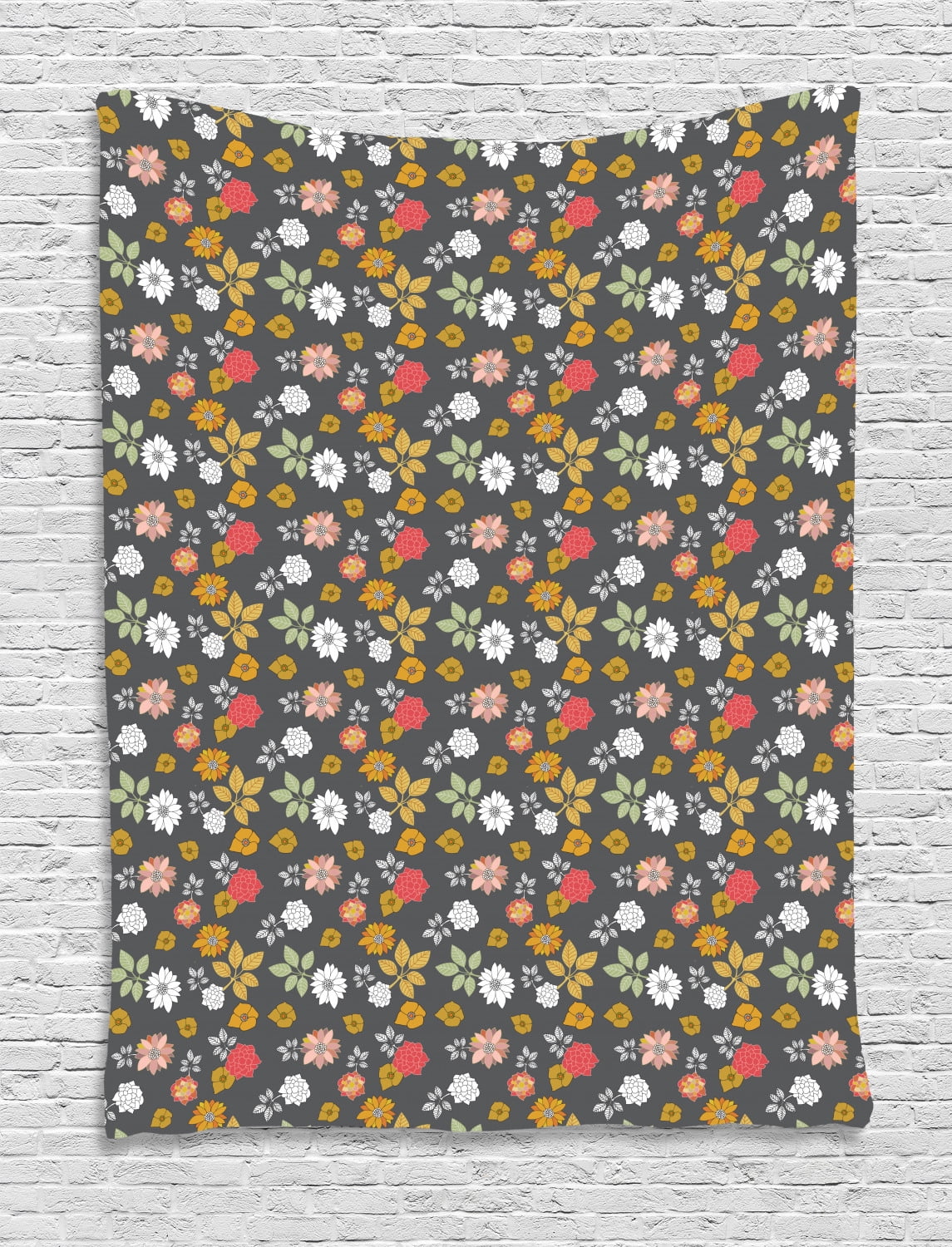 Floral Tapestry, Pattern with Blooming Japanese Flowers in Many Colors ...