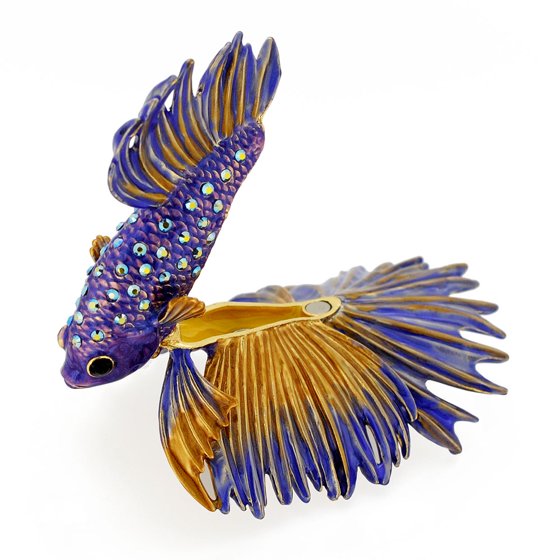 Fantasyard - Purple Crowntail Betta Fish Trinket Box With Swarovski ...