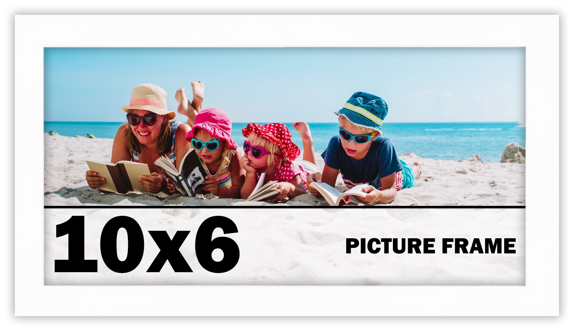 10x6 Frame White Solid Wood Picture Frame Includes UV Acrylic Shatter ...