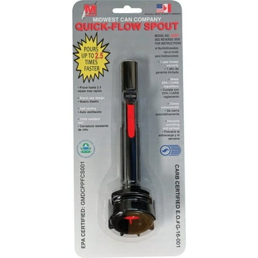 Midwest Can Company 5-Gallon Metal Gas Can with Quick Flow Spout, Red ...