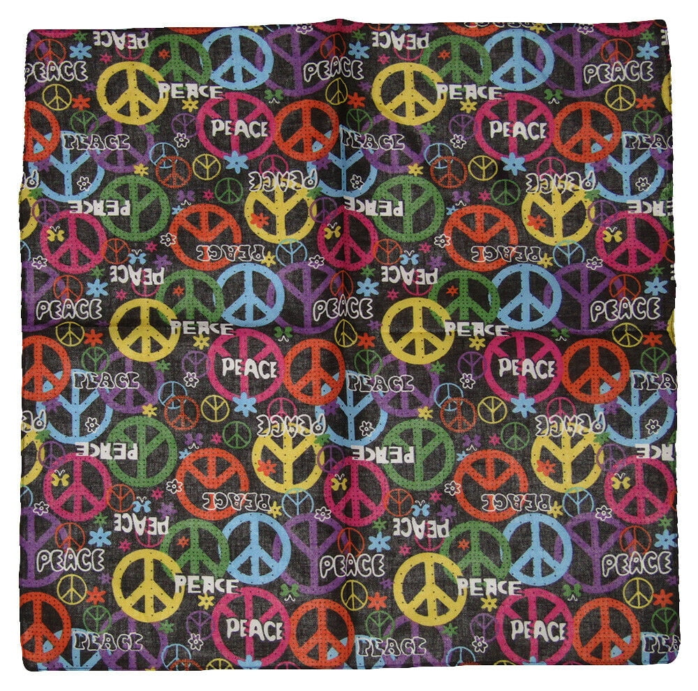 Lot of 6 PEACE Letter Rainbow Multi-Color Peace Signs Cotton 22"x22 ...