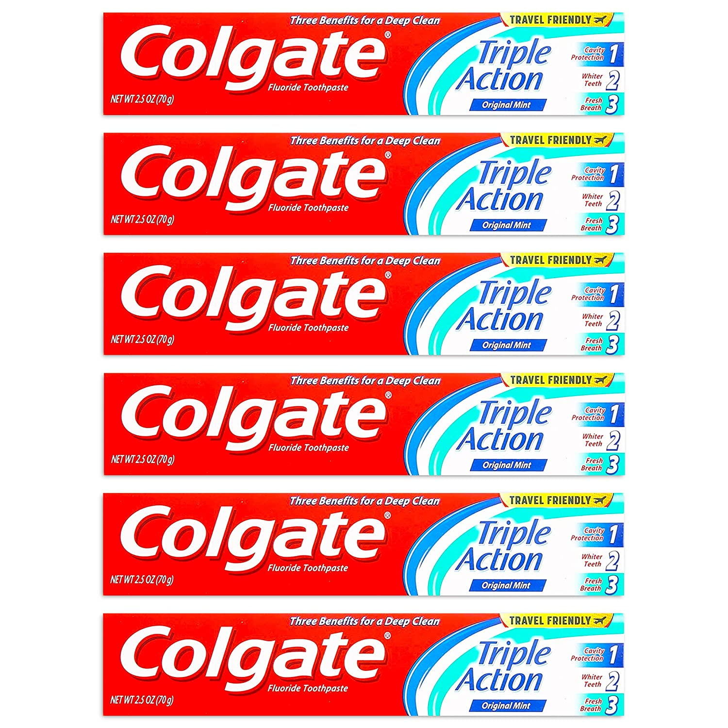 Colgate Anticavity, Original Mint, Triple Action Gel Toothpaste, 6 Pack ...