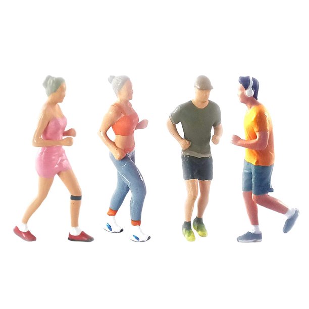 4x 1:87 Running Figures Miniature Doll for Micro Scene DIY Model ...