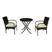 Noble House Hayden 3-Piece Outdoor Wicker/Fabric Bistro Set in ...