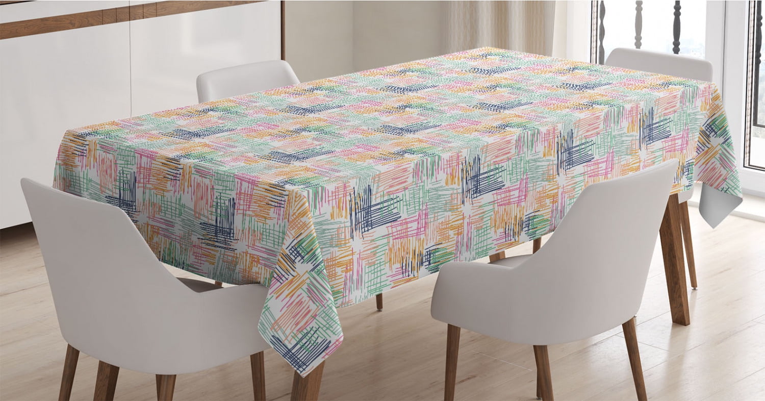 Abstract Tablecloth, Random Pencil Scribbles in Different Shades on ...