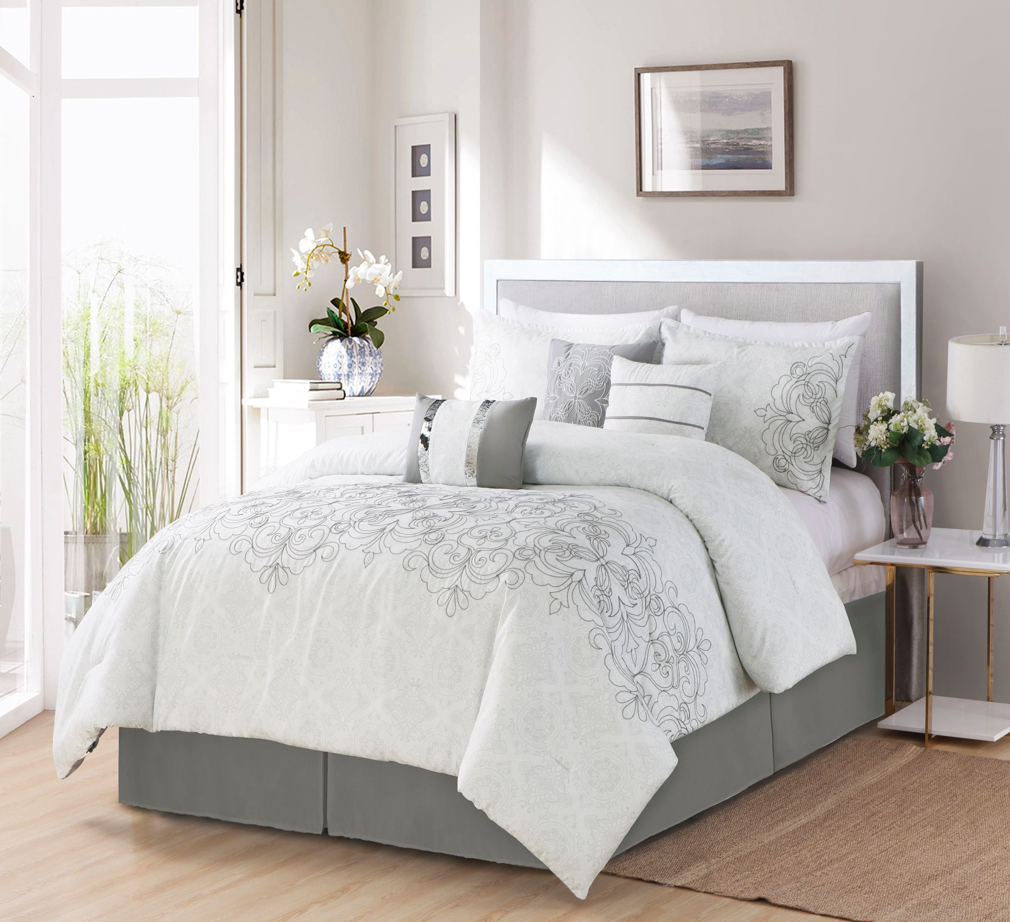 Bedding Paradise 7-Piece Luxury Embroidered Comforter Set - Walmart.com