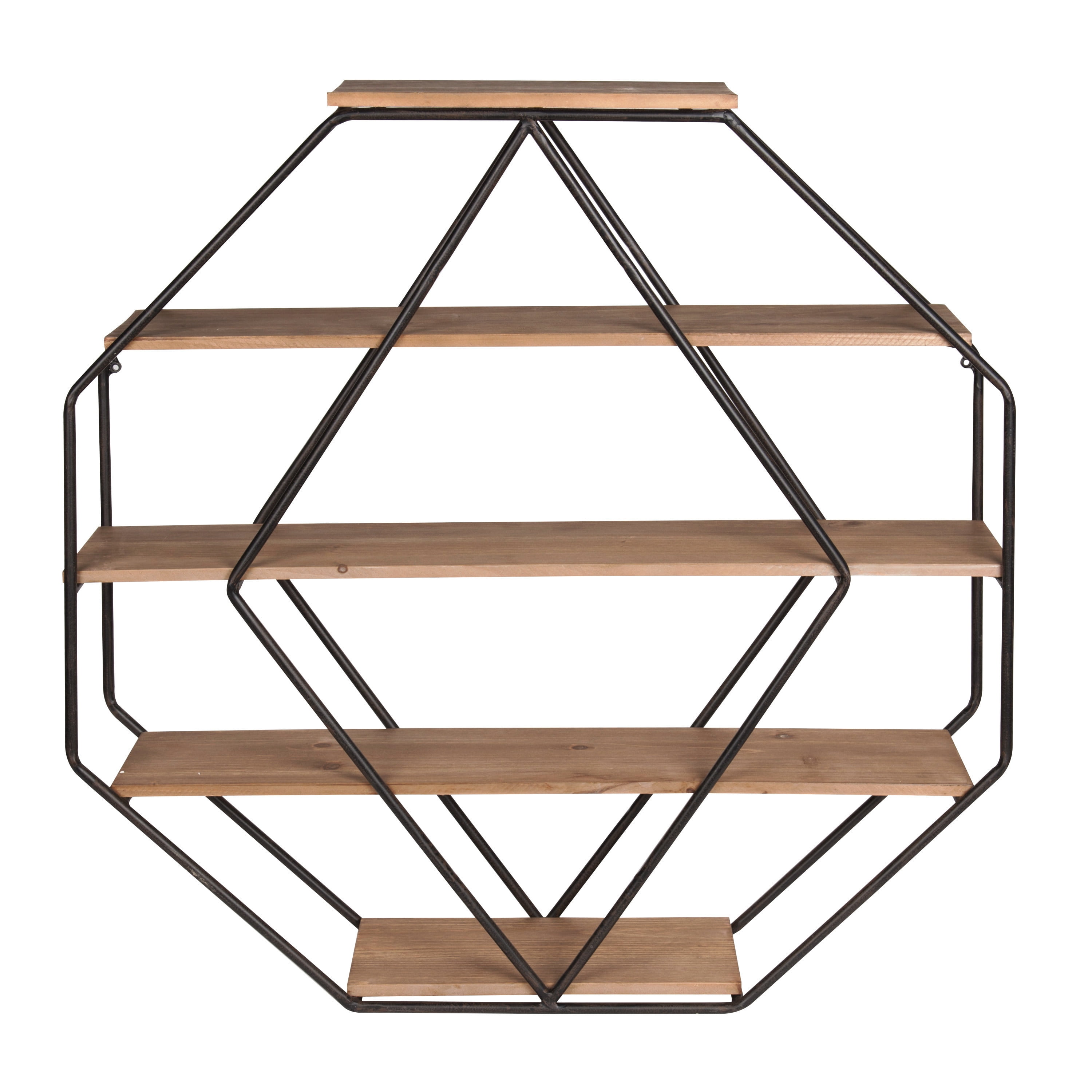 Kate and Laurel Lintz Large Octagon Shaped Floating Wood Book Shelves ...