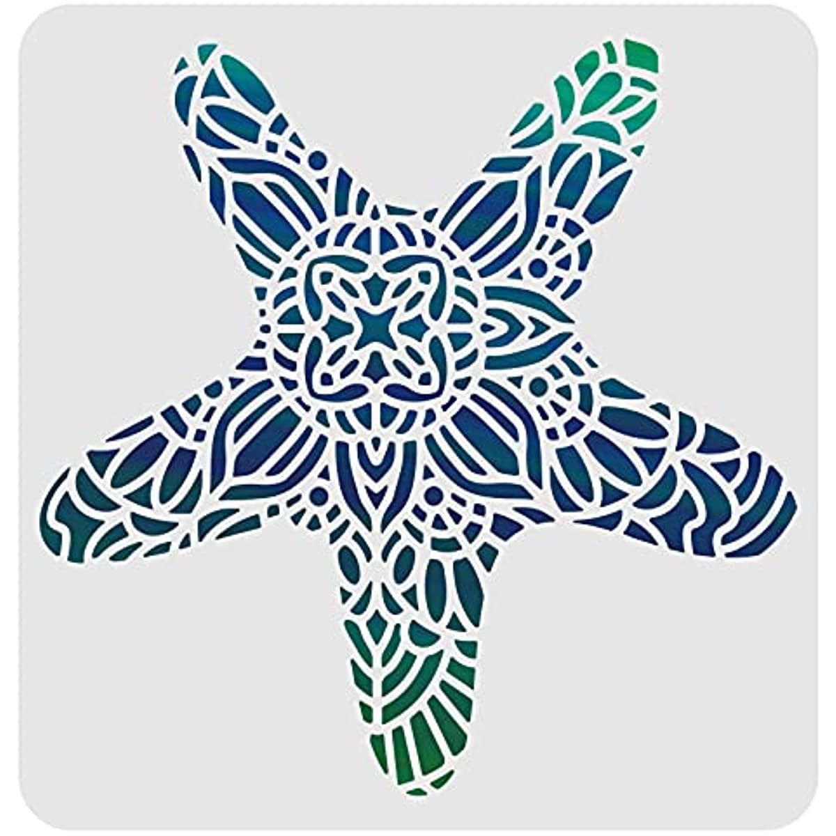 Starfish Stencils Template 11.8x11.8inch Plastic Mandala Starfish Drawing Painting Stencils ...