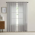 OVZME Country Silver Grey Solid Print Light Filtering Sheer Curtains, 40 x 84 in (2 Panels ...