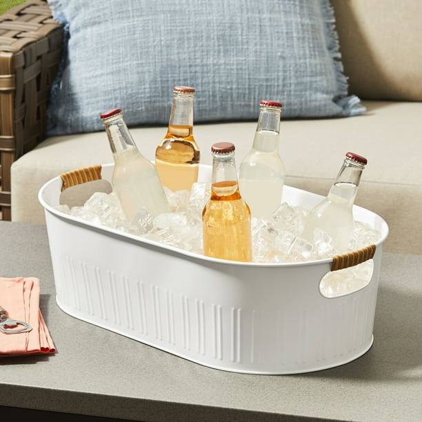 Better Homes & Gardens- White Medium Oval Galvanized Tub, 20.27 IN L x ...