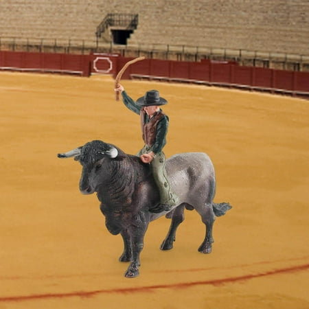 ziyahi PVC Bull with Rider rider Figurine Desktop Craft Figurines Bull ...