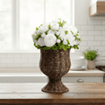 Guvpev 8" Brown Goblet Woven Planter Urn Shape, Decorative Rattan-Style ...