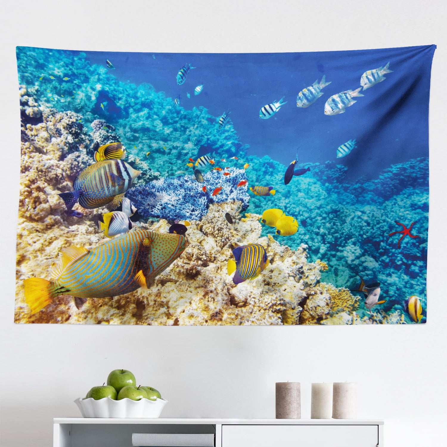 Fish Tapestry, Egyptian Red Sea Bottom View with Marine Creatures Top ...
