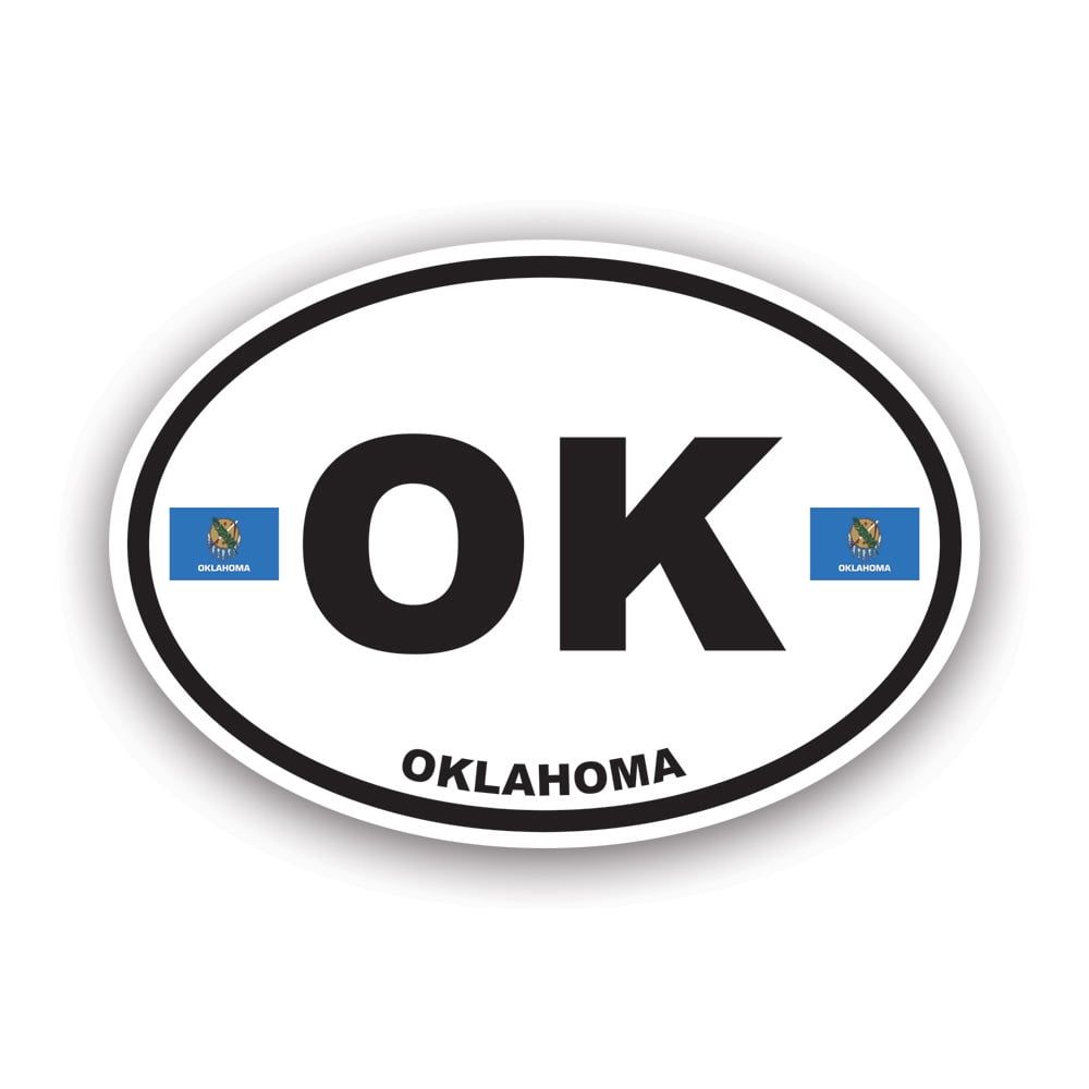 Oklahoma Flag Oval Sticker Decal - Self Adhesive Vinyl - Weatherproof ...