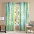 Abstract Art Sheer Curtains 84 Inch Long 2 Panels, Blue Green Line ...