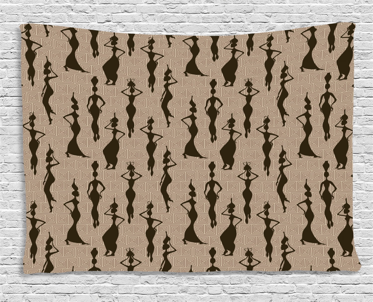 African Tapestry, Woman of Color Carrying Water Vases Oriental Culture ...