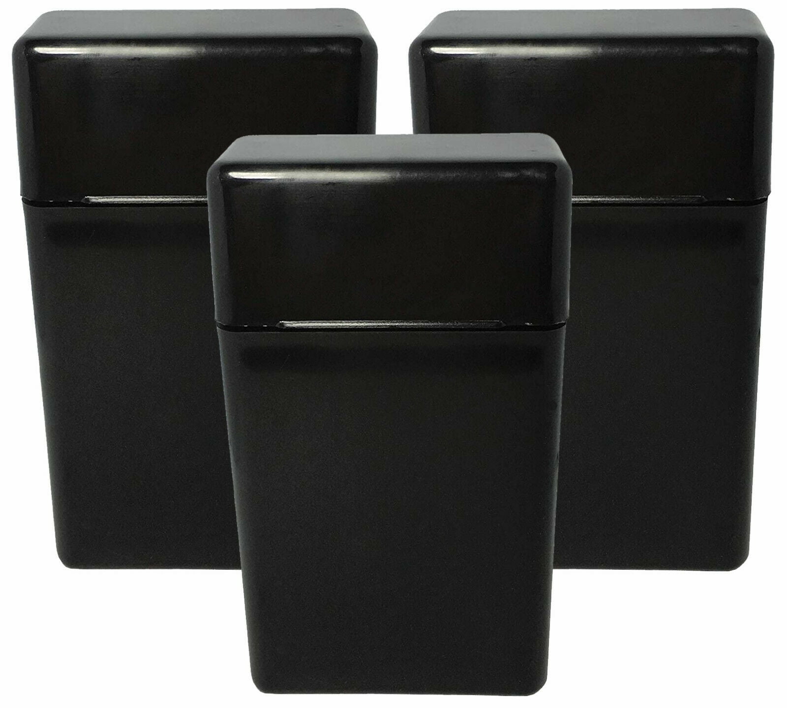 3 Pack Black Flip Top Hinged Lid Sectioned Cigarette Case for 100's ...
