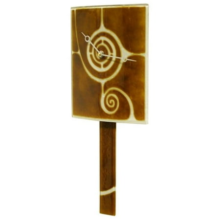 Curved Brown Glass Clock with Pendulum and Swirl Design | Walmart Canada