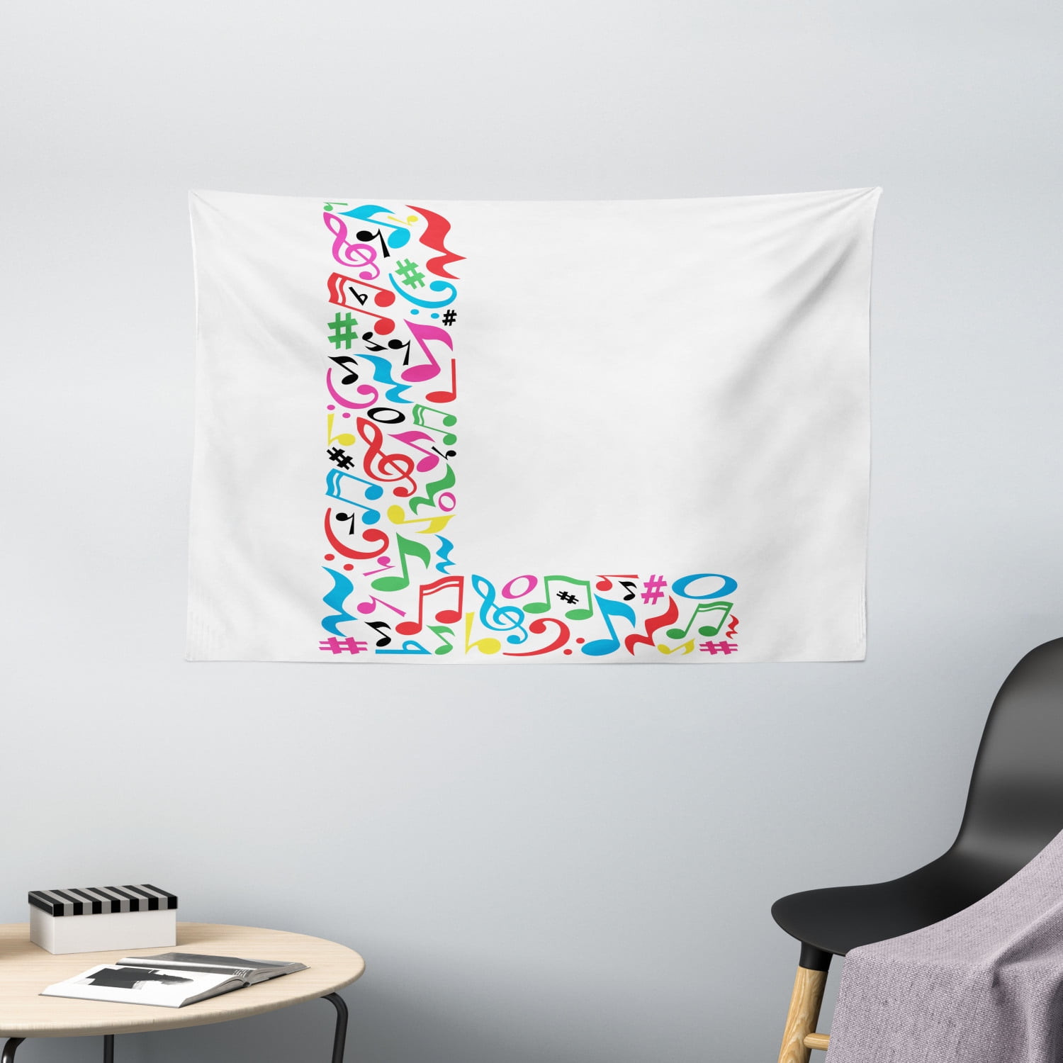 Letter L Tapestry, Capital L Sign with a Musical Inspiration Design ...