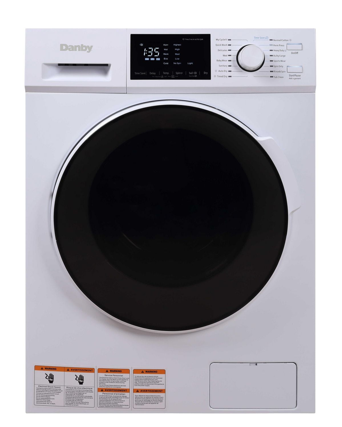 Danby DWM120WDB-3 2.7 Cubic Foot All In One Ventless Washer Dryer Combo ...