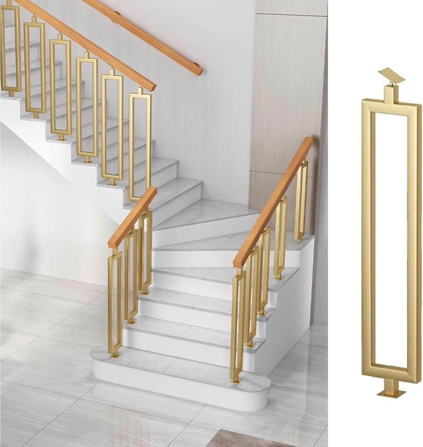 Stair Balusters, Rectangle Hollow Iron Balusters, Interior Stair ...