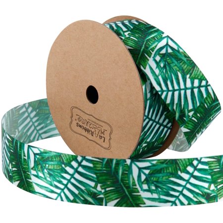 1" Wide Satin Ribbon-10 Yard/Spool (Banana Leaf) Summer Printed Ribbons ...