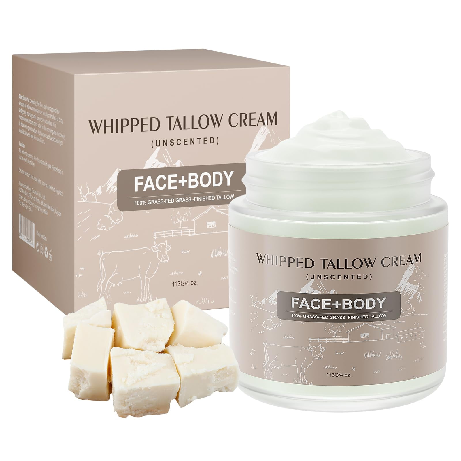 Crema de sebo de res Ofanyia batida de sebo, 113 g, para el cuidado de ...