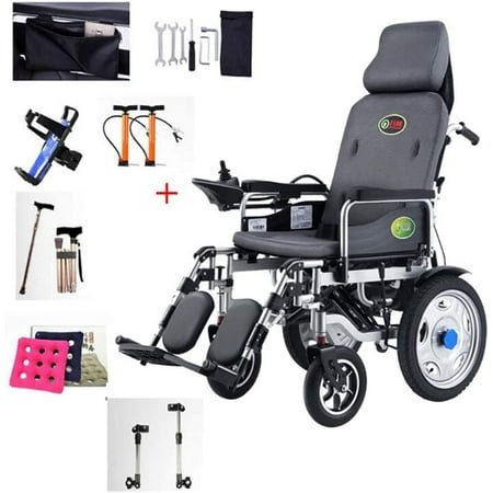Foldable Electric Wheelchair with Headrest,Automatic Mobility Aid ...