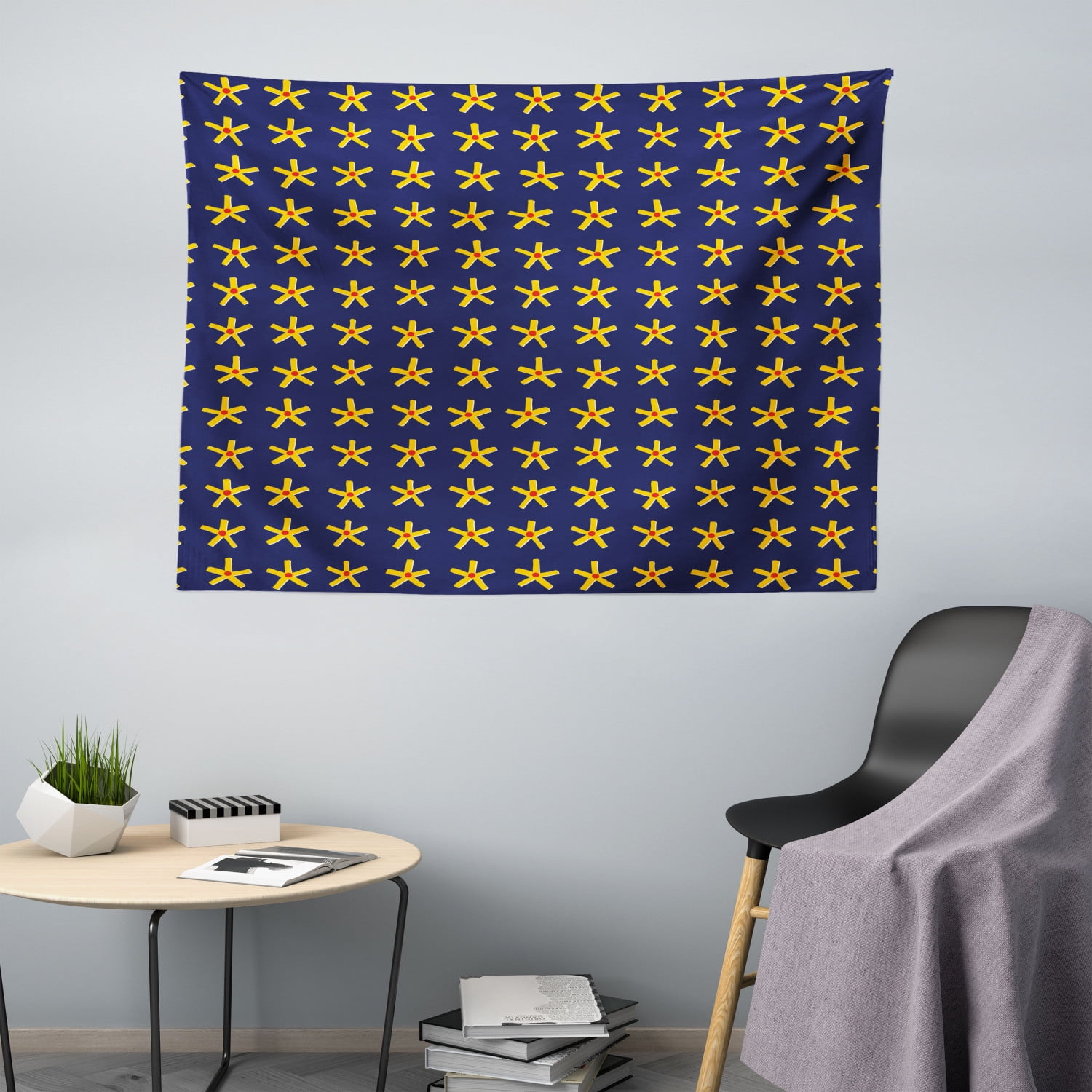 Abstract Tapestry, Continuous Pattern of Prehistoric Style Stars with ...