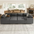 HONBAY Modular Corduroy Sleeper Sofa Bed with Reversible Storage ...