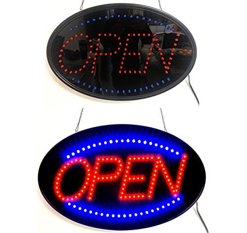 Delux Jumbo 24" x 13" Ultra Bright LED Neon Open Sign with Motion 2X ...
