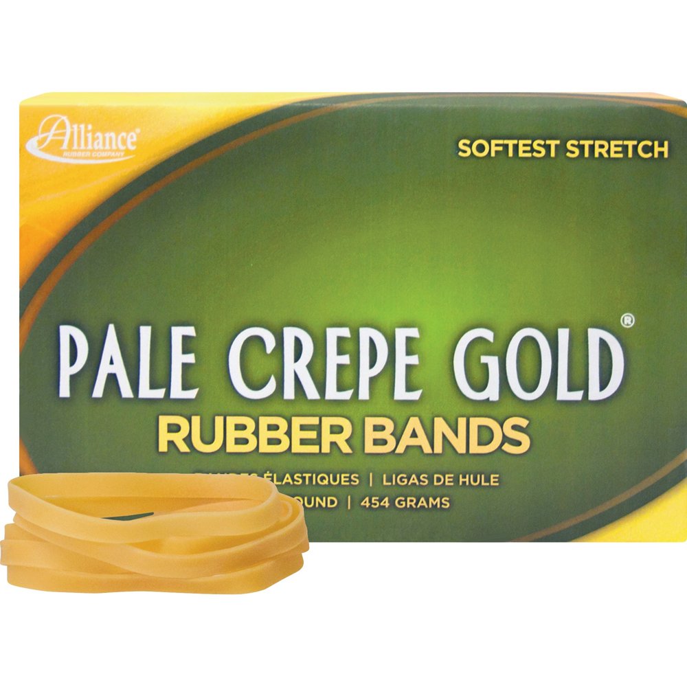 Alliance Rubber 20645 Pale Crepe Gold Rubber Bands Size #64, 1 lb Box ...