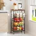 4-Tier Snack & Kitchen Cart on Wheels with Storage, Pull-Out Baskets ...