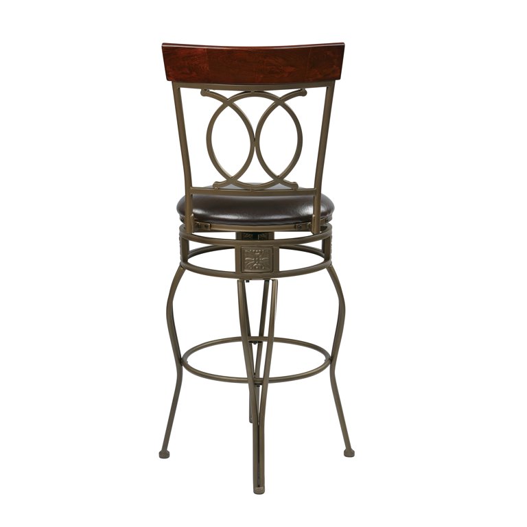 Big Tall Metal Ornate Back Bar Stool With Swivel And Arms,