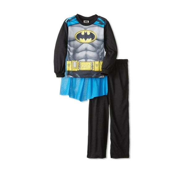 Batman - DC Comics Boys' Batman Pajamas Long Sleeve Top with Cape and ...
