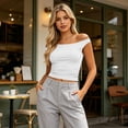 Womens Off The Shoulder Tops Going Out Cap Sleeve Y2k Fashion Sexy ...