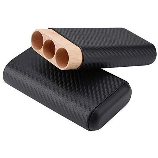 3 Tube Black Cigar Box Cigar Storage Box Mini Cigar Humidor Creative ...