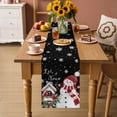 Black Snowman Christmas Table Runner 90 Inches, Xmas Snowflake Birds ...