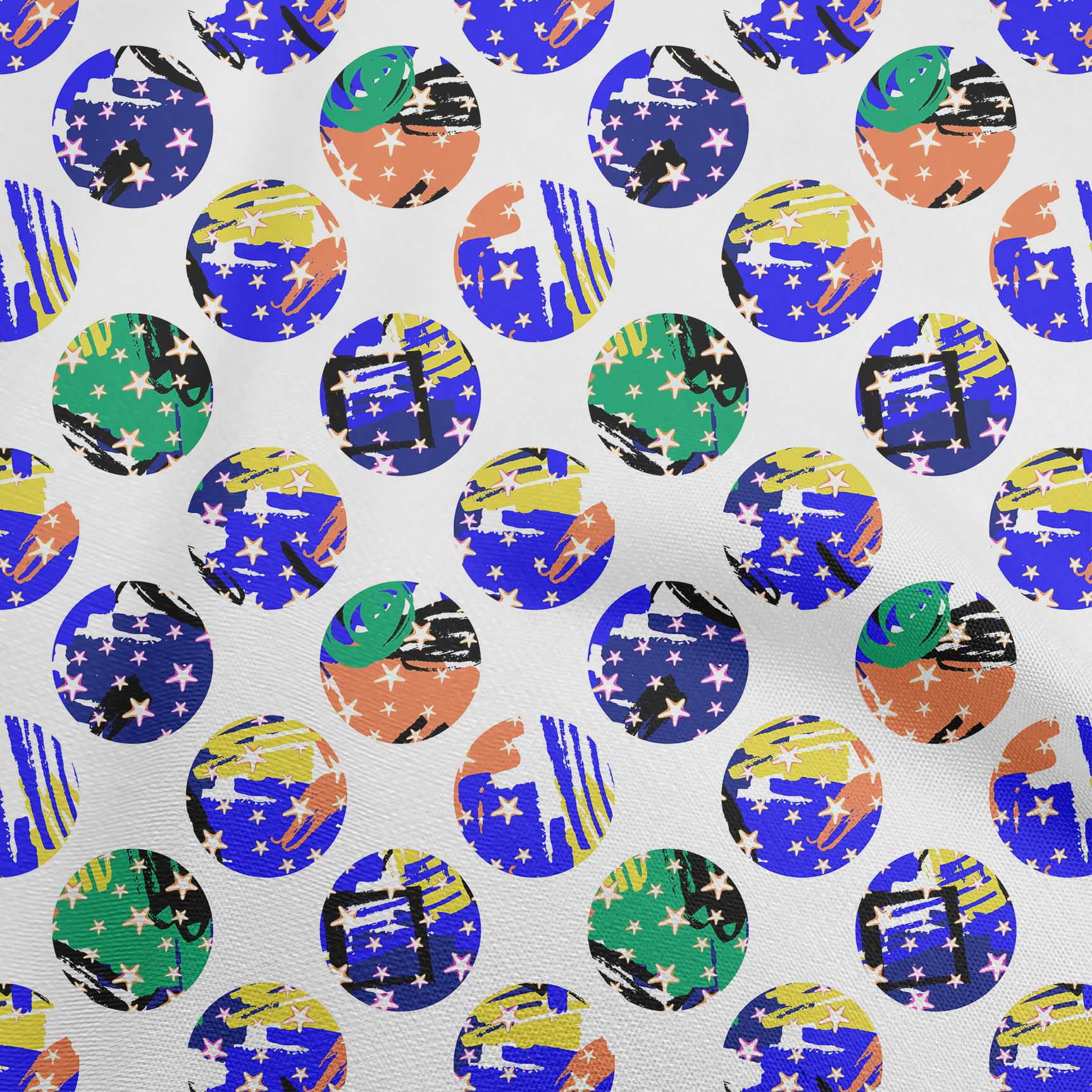 oneOone Viscose Jersey Blue Fabric Abstract Galaxy Circle Fabric For ...