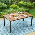 Summit Living Outdoor Rectangle Dining Table, 1.9" Umbrella Hole & Wood ...