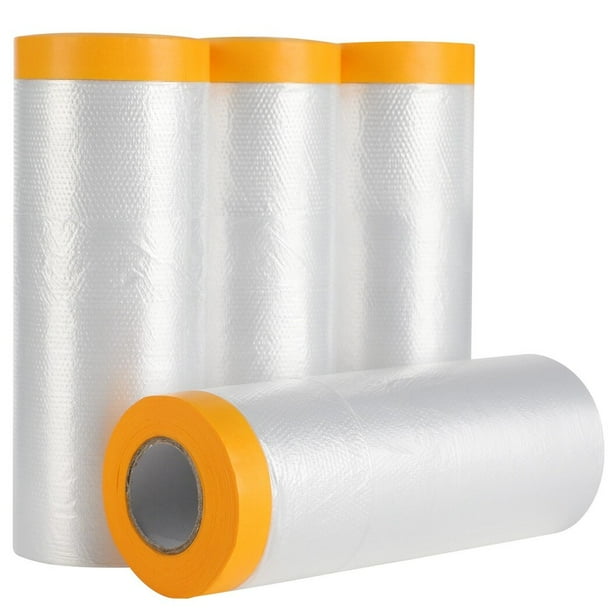 4 Rolls Plastic Dust Sheets, 7.8 x 65.6 Feet Protective Film for ...