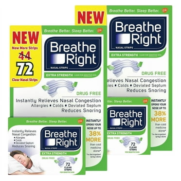 (120 Strips) Breathe Right Nasal Strips Clear Large for Sensitive Skin ...