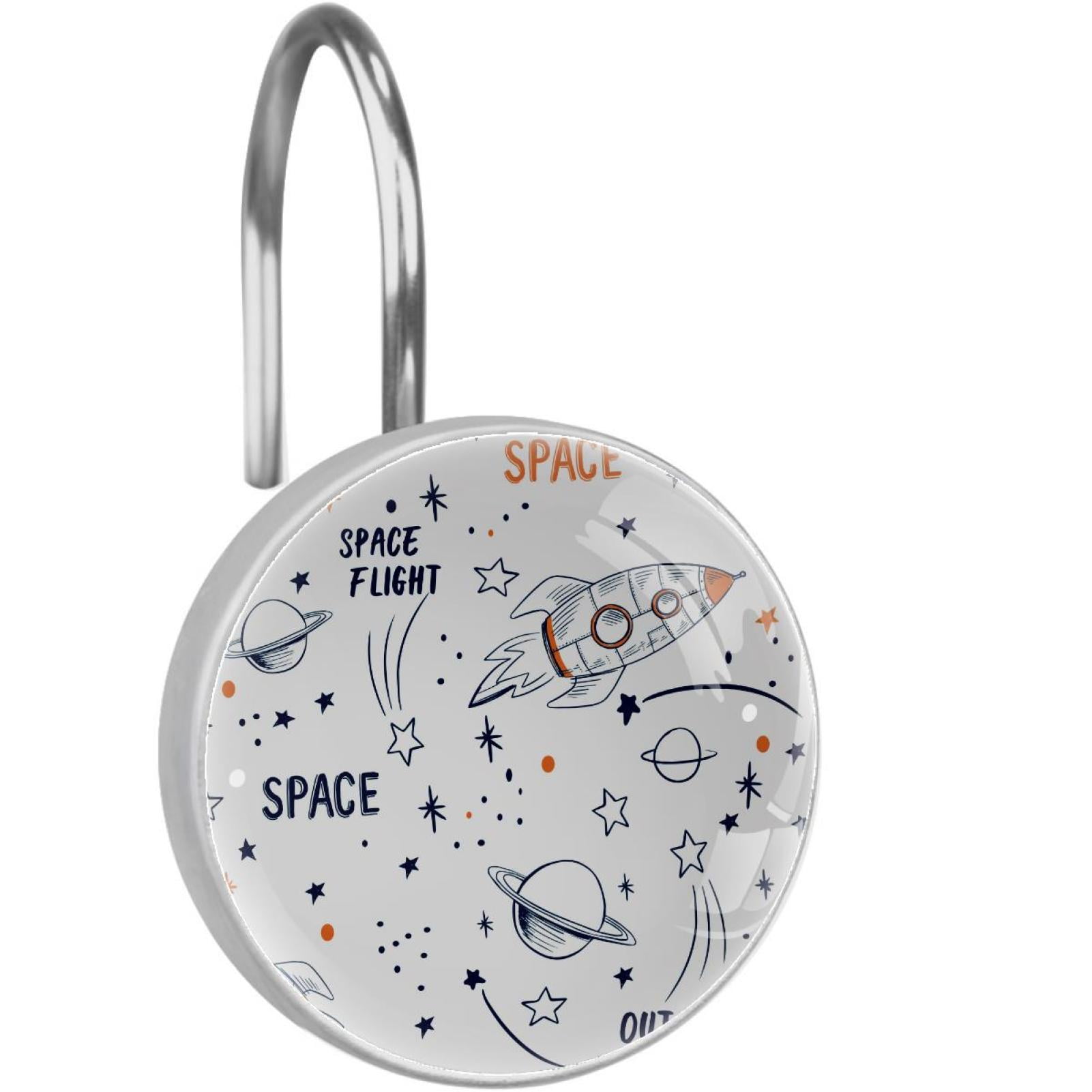 Rockets Outer Space Shower Curtain Hooks（Set of 12）for Home Hotel ...
