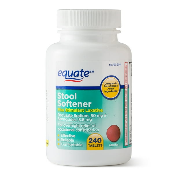 Equate Stool Softener Plus Stimulant Laxative Tablets, 50 mg, 240 Ct ...