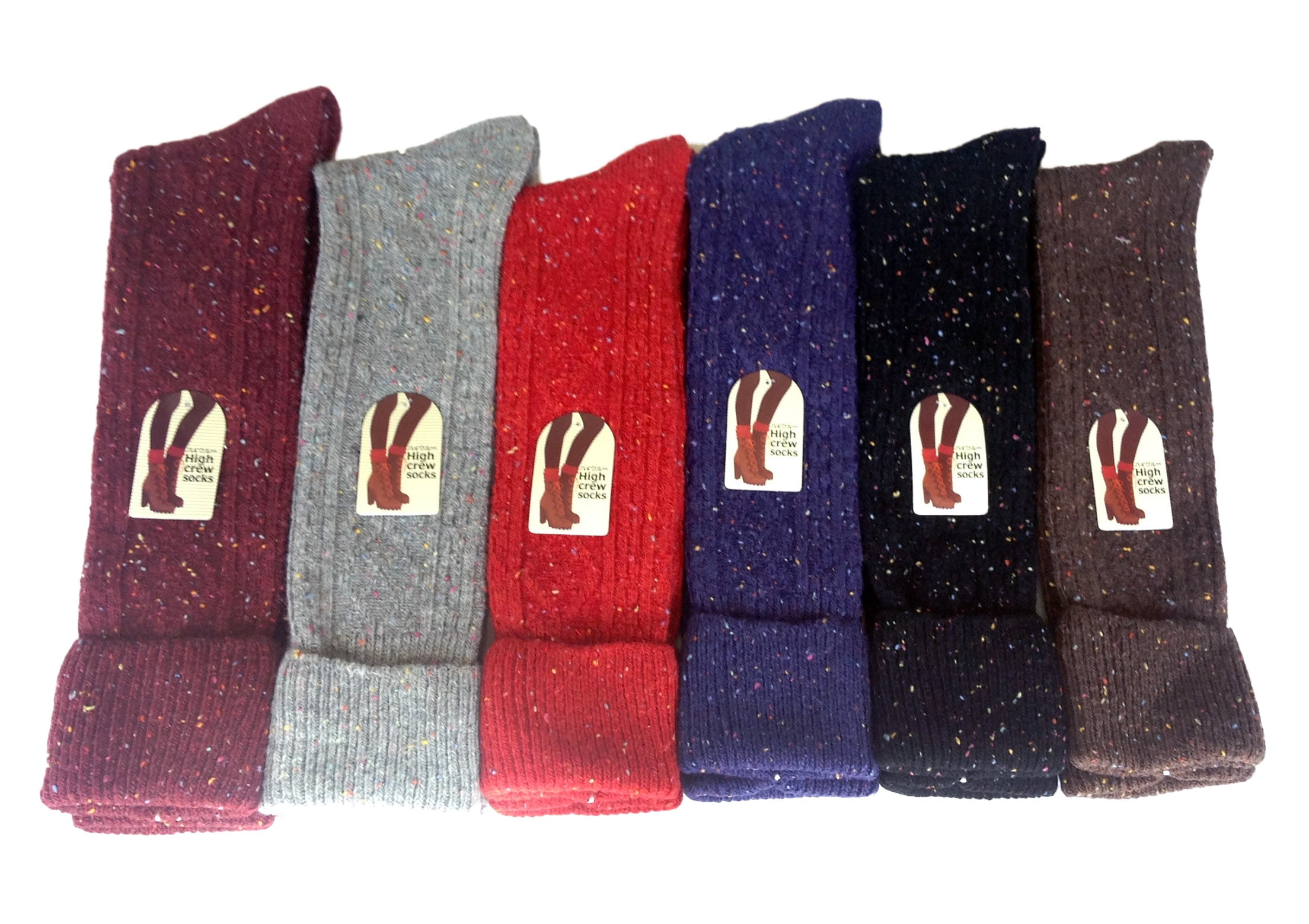 Lian LifeStyle - Lian LifeStyle Women's 6 Pairs Pack High Crew Wool ...