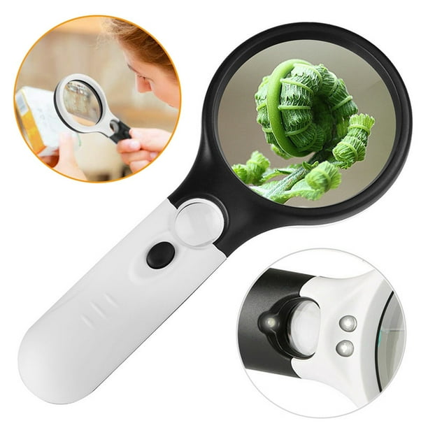 SHENMO Black White Handheld Double Glass Lens Illuminated Magnifier ...