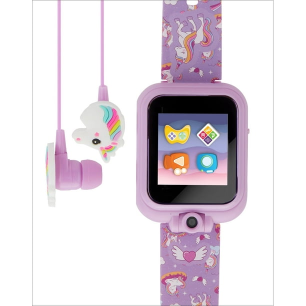 iTech Junior Girls Earbuds & Smartwatch Set - Purple Unicorn Print ...